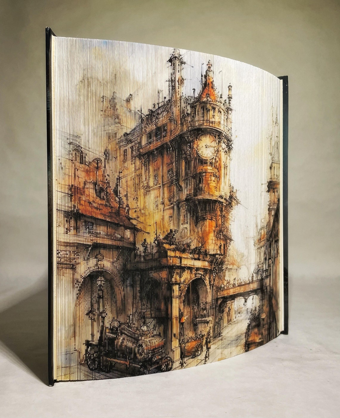 Steampunk City 5 Photo Strip Pattern, Fore-edge Book Art, Steampunk Art ...
