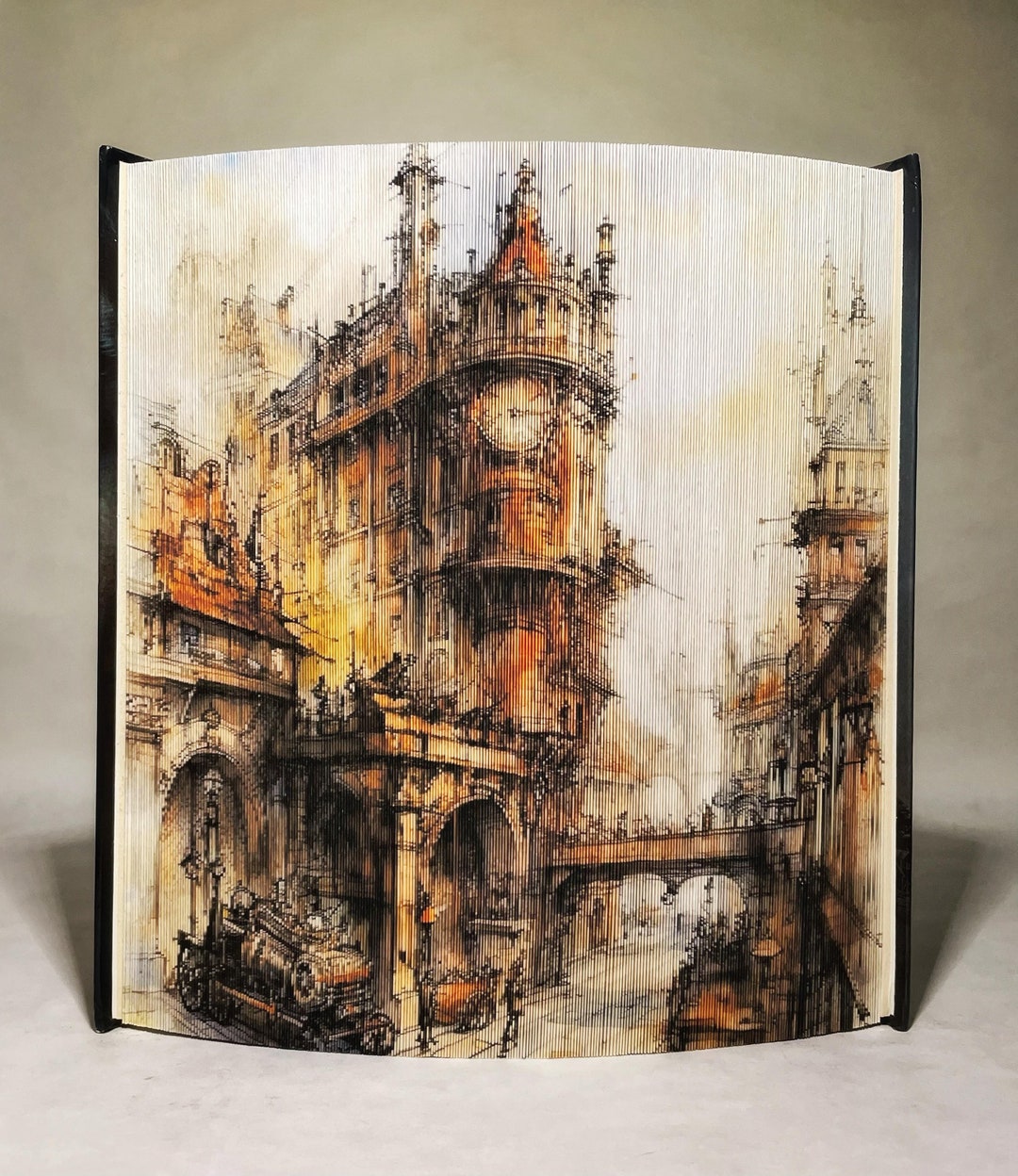 Steampunk City 5 Photo Strip Pattern, Fore-edge Book Art, Steampunk Art ...