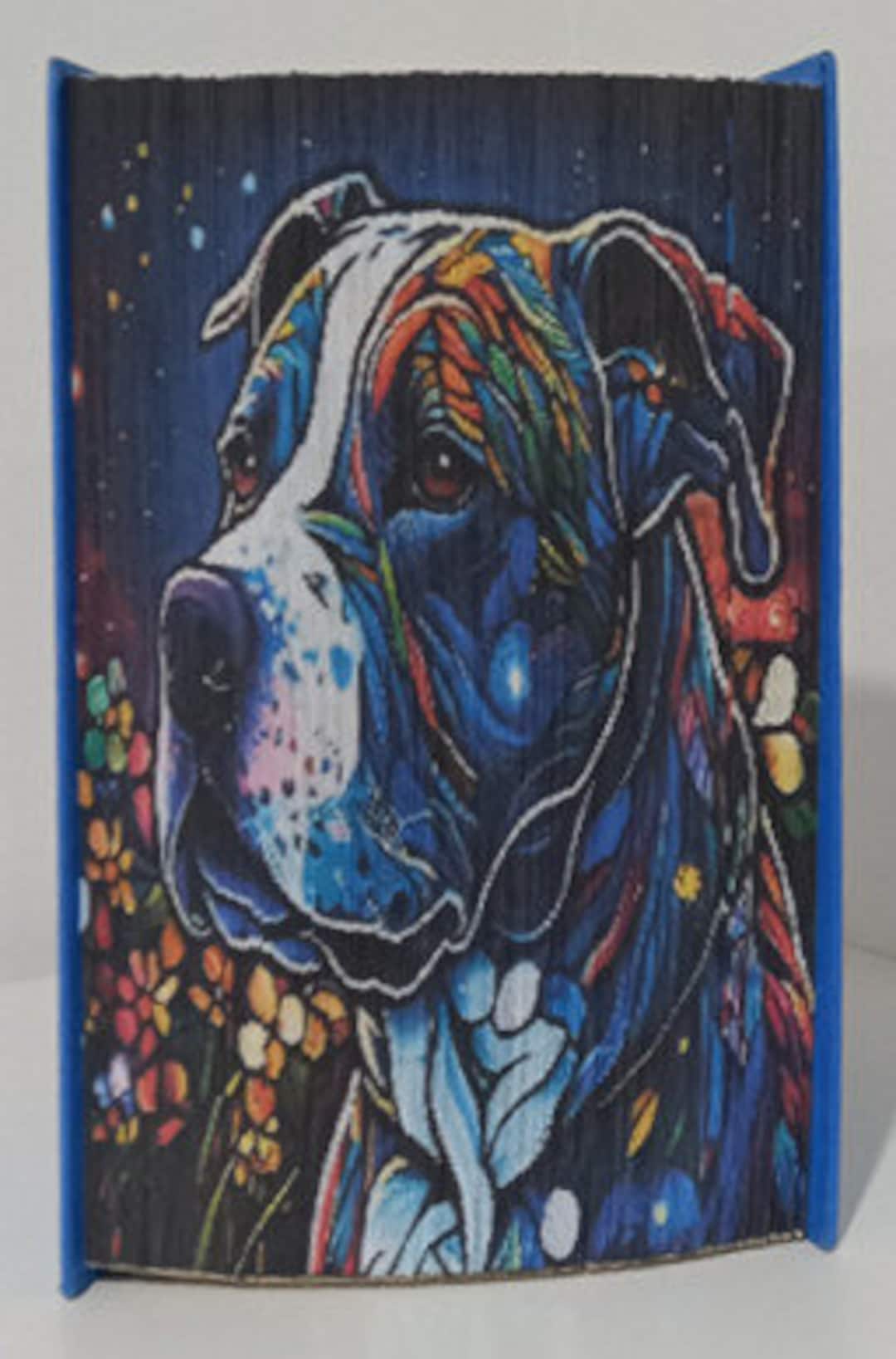 Pit Bull in Stained Glass Photo Strip Pattern, Fore-edge Book Art, Pit ...