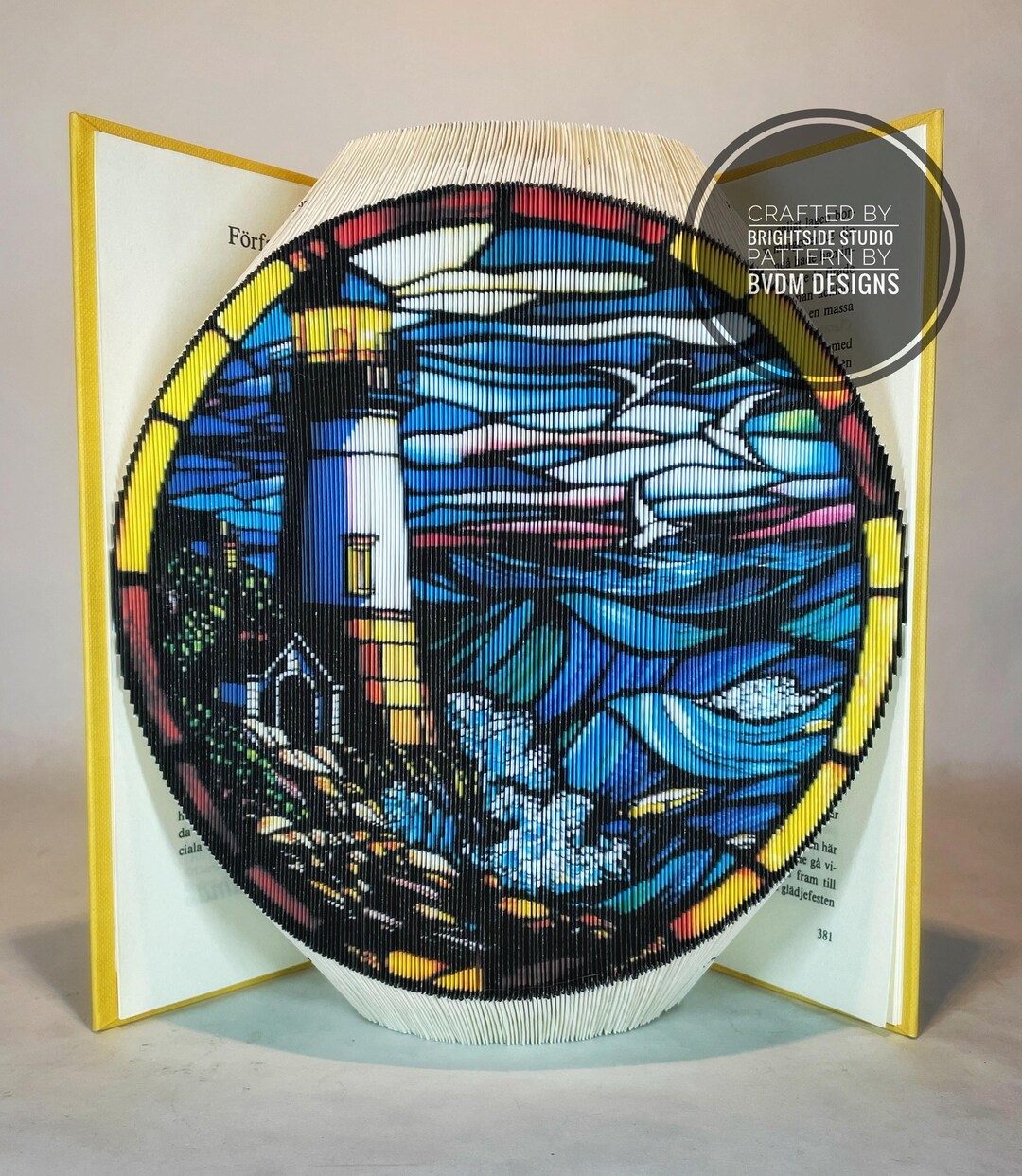 Lighthouse 1-6 Stained Glass Photo Strip Pattern, Fore-edge Book Art ...