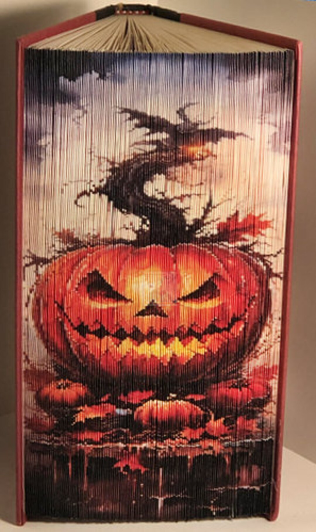 Halloween Pumpkin Narrow Book 3 Photo Strip Pattern, Fore-edge Book Art ...