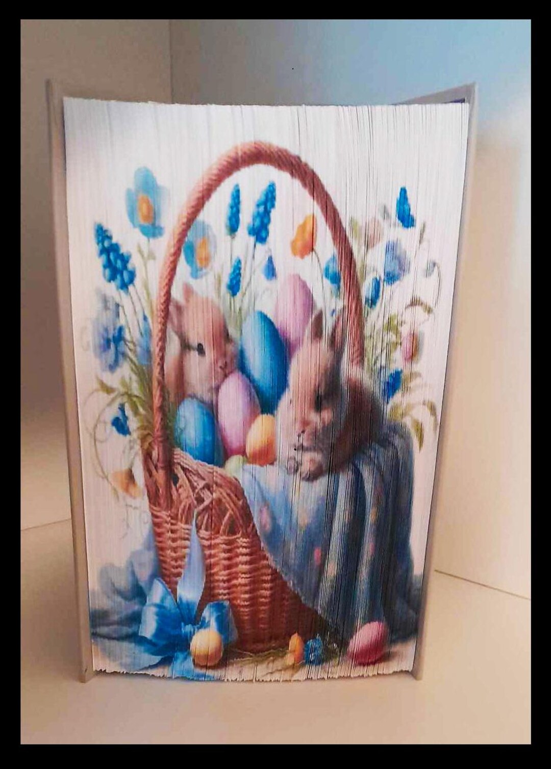Easter Bunnies 4 Blue Photo Strip Pattern, Fore-edge Book Art, Easter ...