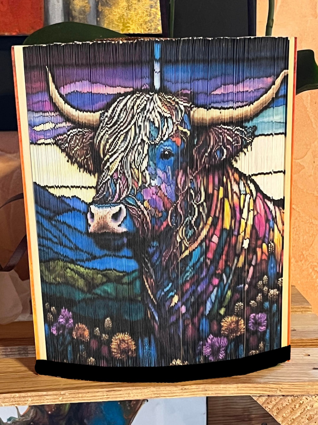 Highland Cow 3 Stained Glass Photo Strip Pattern, Fore-edge Book Art ...
