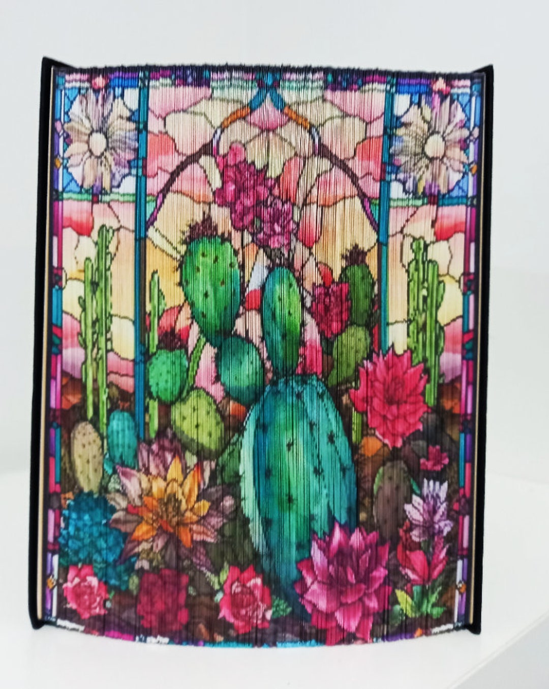 Stained Glass Window Cacti 1 Photo Strip Pattern, Fore-edge Book Art ...