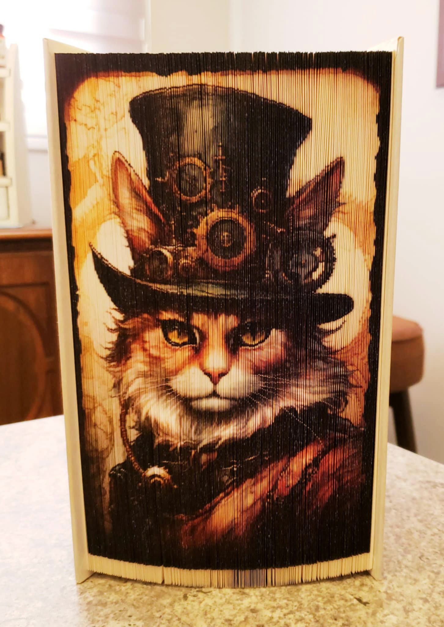 Steampunk Cat 6-B Photo Strip Pattern, Fore-edge Book Art, Birthday ...