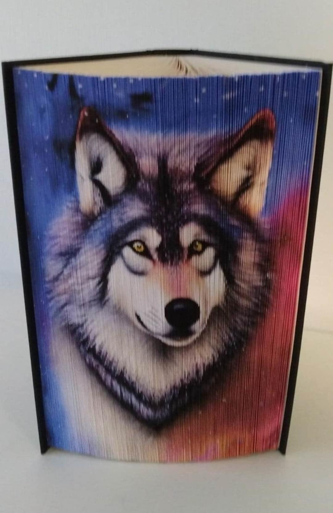 Wolf in Spattered Paint Photo Strip Pattern, Fore-edge Book Art, Wolf ...