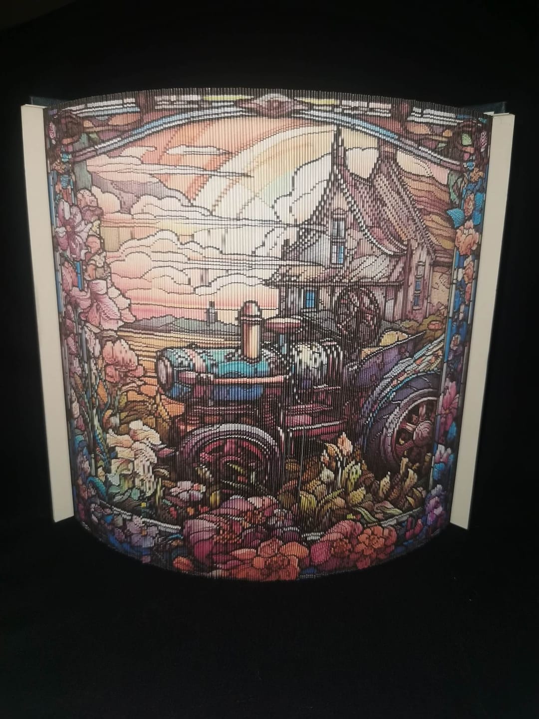 Tractor and Barn Stained Glass Photo Strip Pattern, Fore-edge Book Art ...