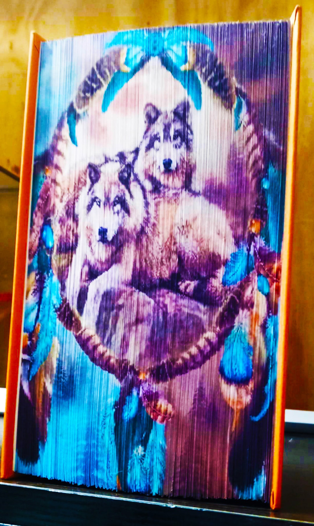 Wolf Dream Catcher Photo Strip Pattern, Fore-edge Book Art, Wolves ...