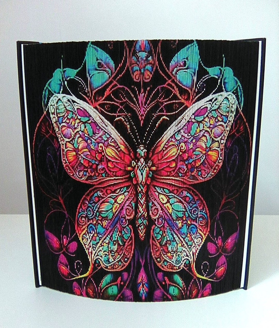 Butterfly Neon 4 Stained Glass Photo Strip Pattern, Fore-edge Book Art ...