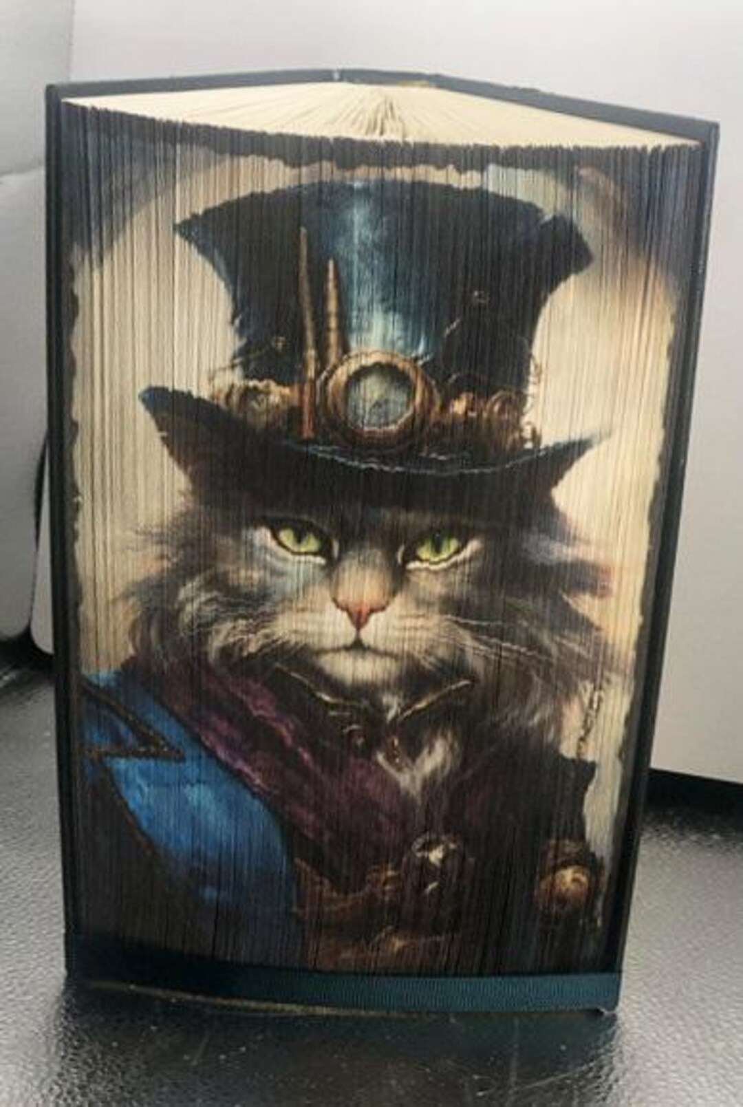 Steampunk Cat 1B Photo Strip Pattern, Fore-edge Book Art, Birthday ...