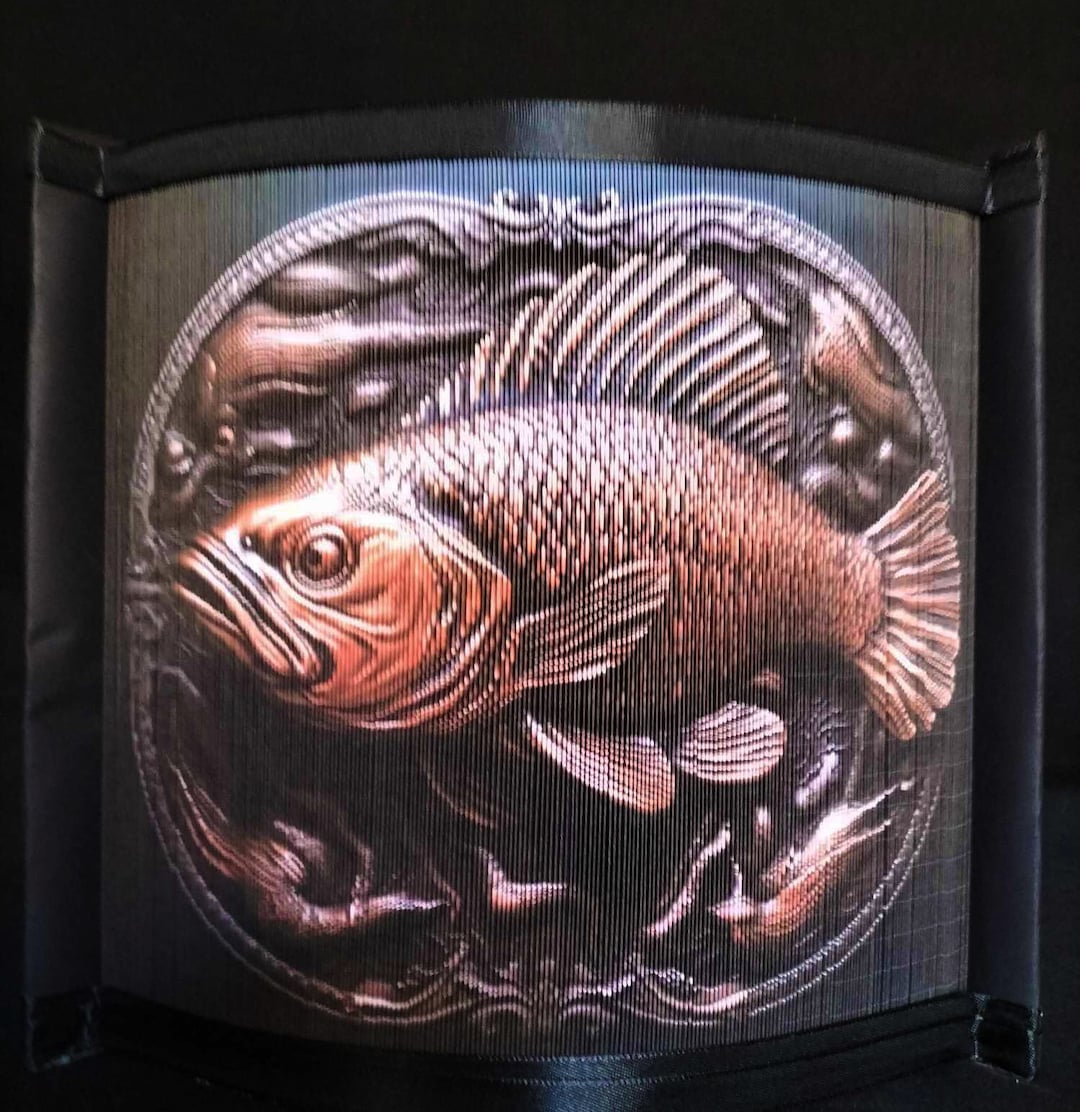 Engraved Leather Bass Fish Photo Strip Pattern, Fore-edge Book Art ...