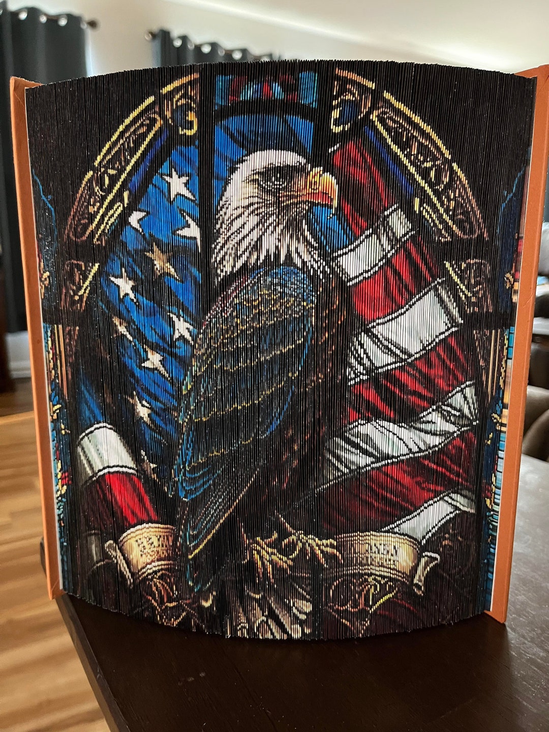 USA Eagle 3 Stained Glass PSP Photo Strip Pattern, Fore-edge Book Art ...