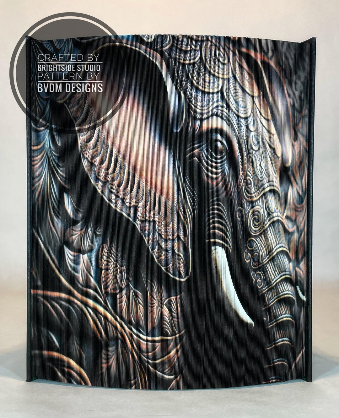 Elephant in Tooled Leather Photo Strip Pattern, Fore-edge Book Art ...