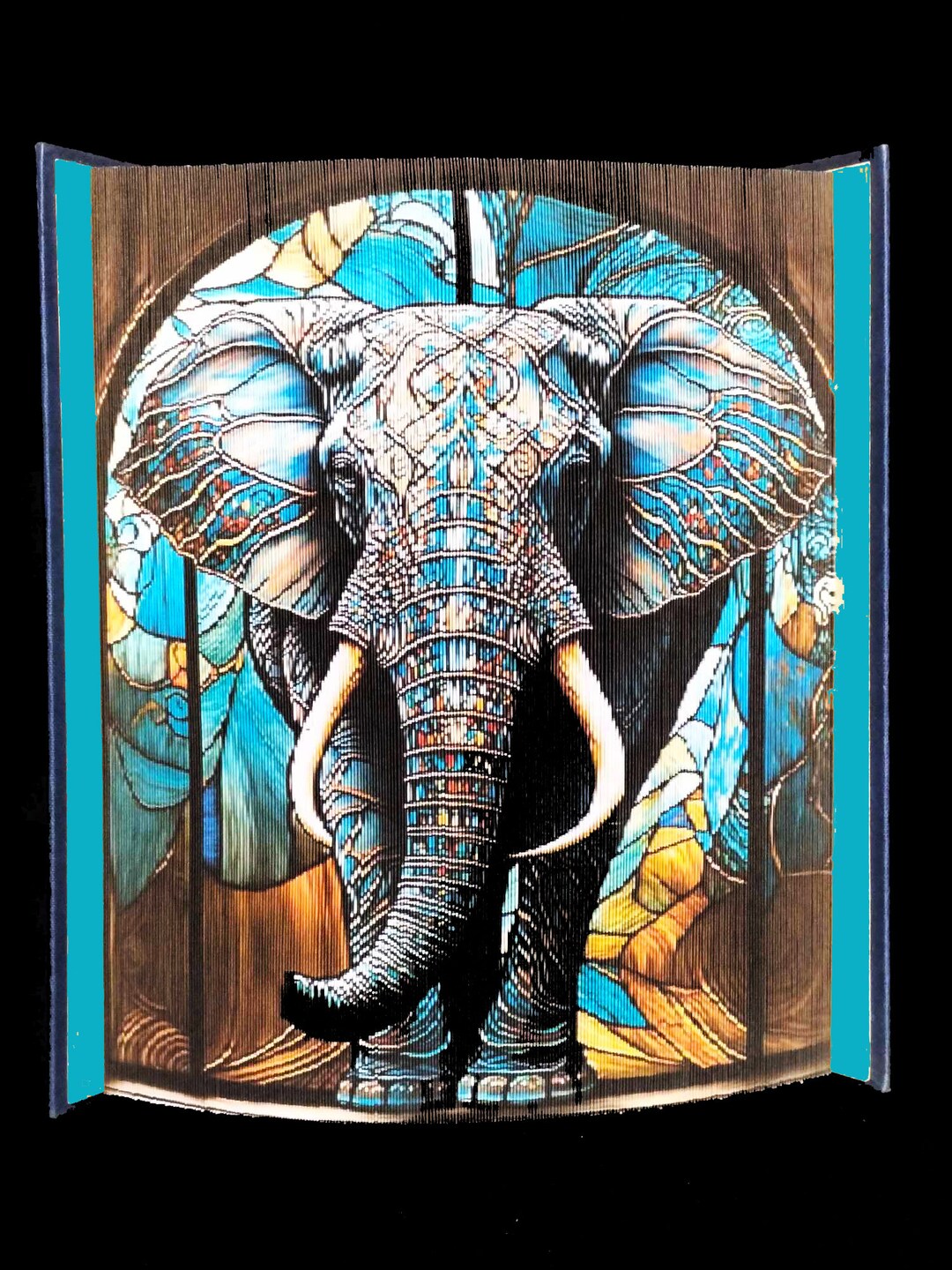Stained Glass Elephant 3 Photo Strip Pattern, Fore-edge Book Art ...