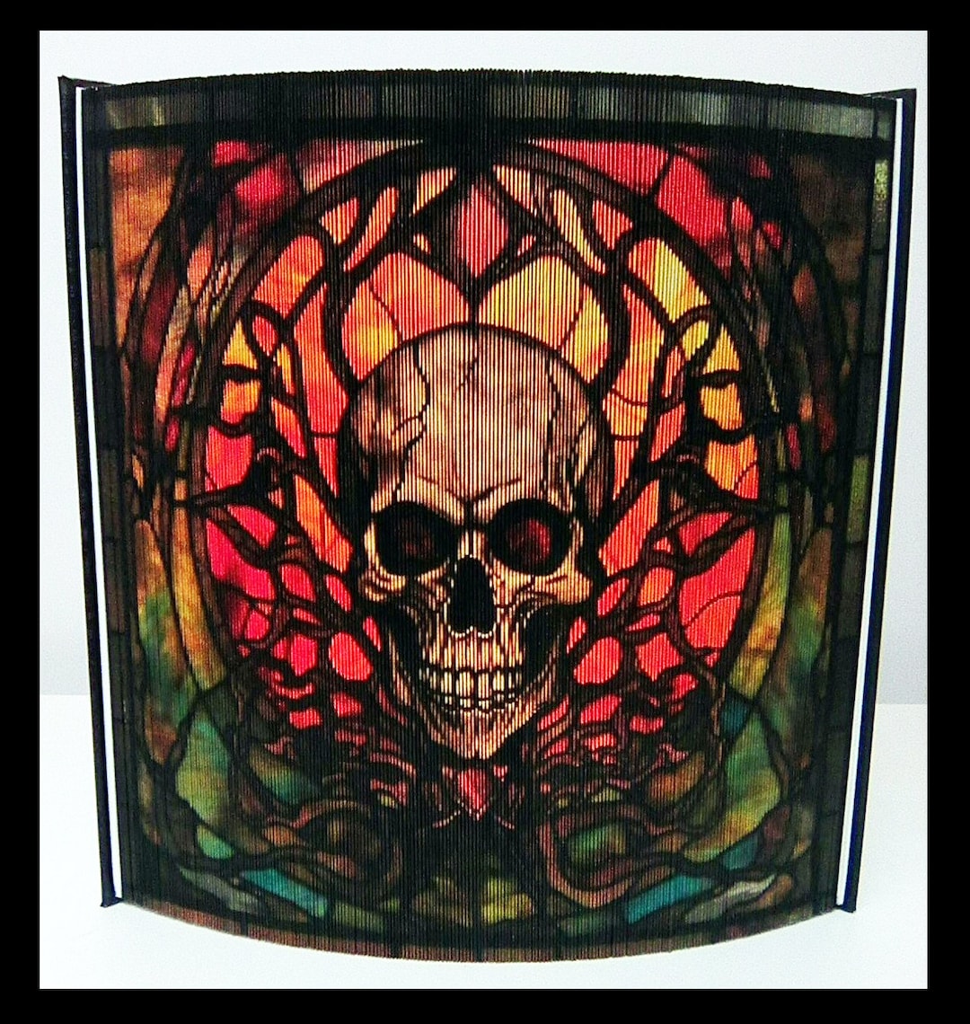Skeleton Skull Stained Glass 7 Photo Strip Pattern, Fore-edge Book Art ...
