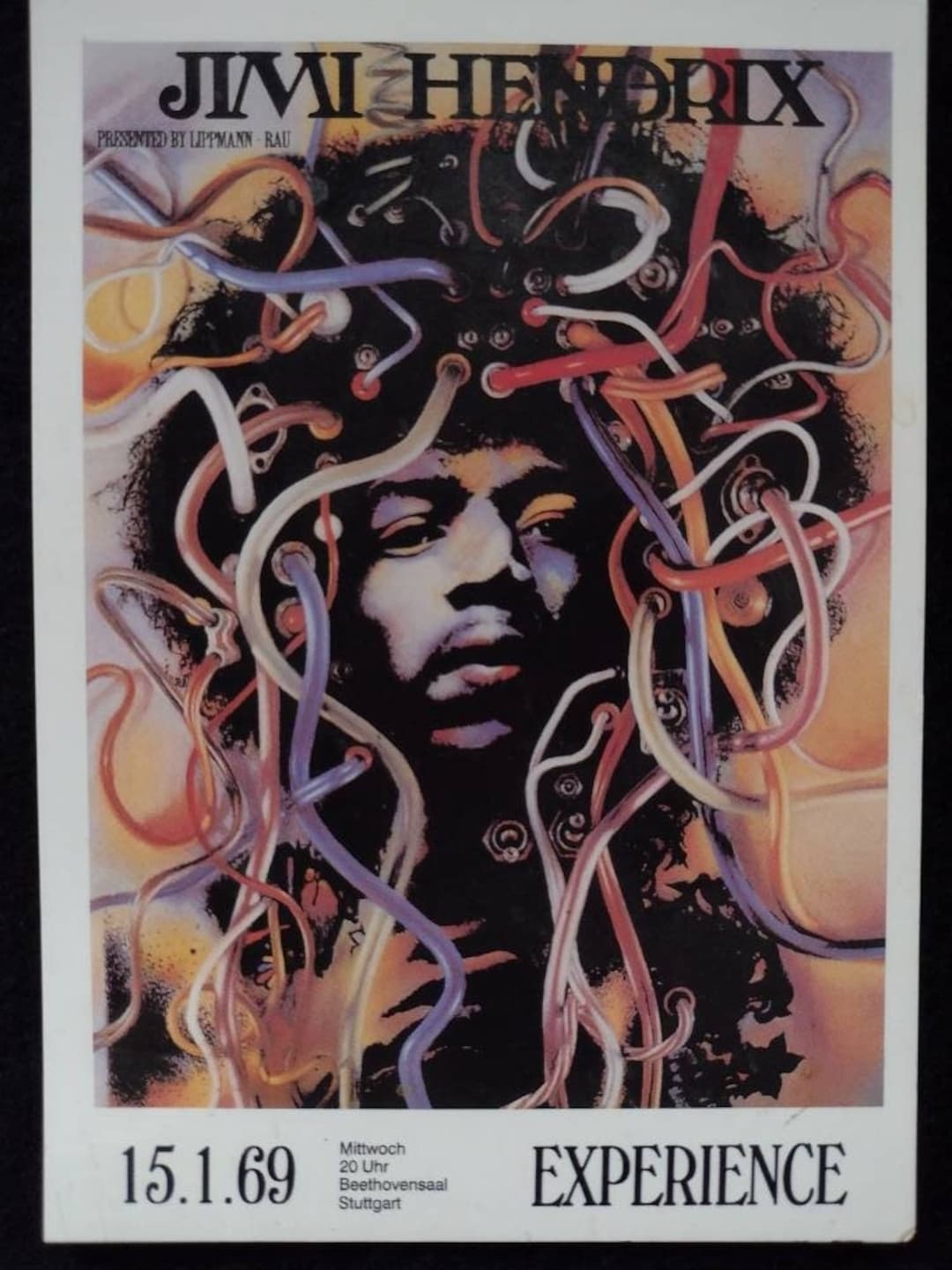 JIMI HENDRIX 1969 German Performance Flyer Poster POSTCARD Vintage ...