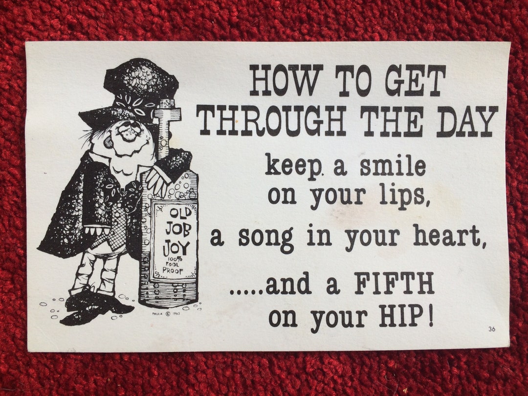 VINTAGE POSTCARD Silly Booze Humor Late Mid Century 1967 Wino HOBO ...