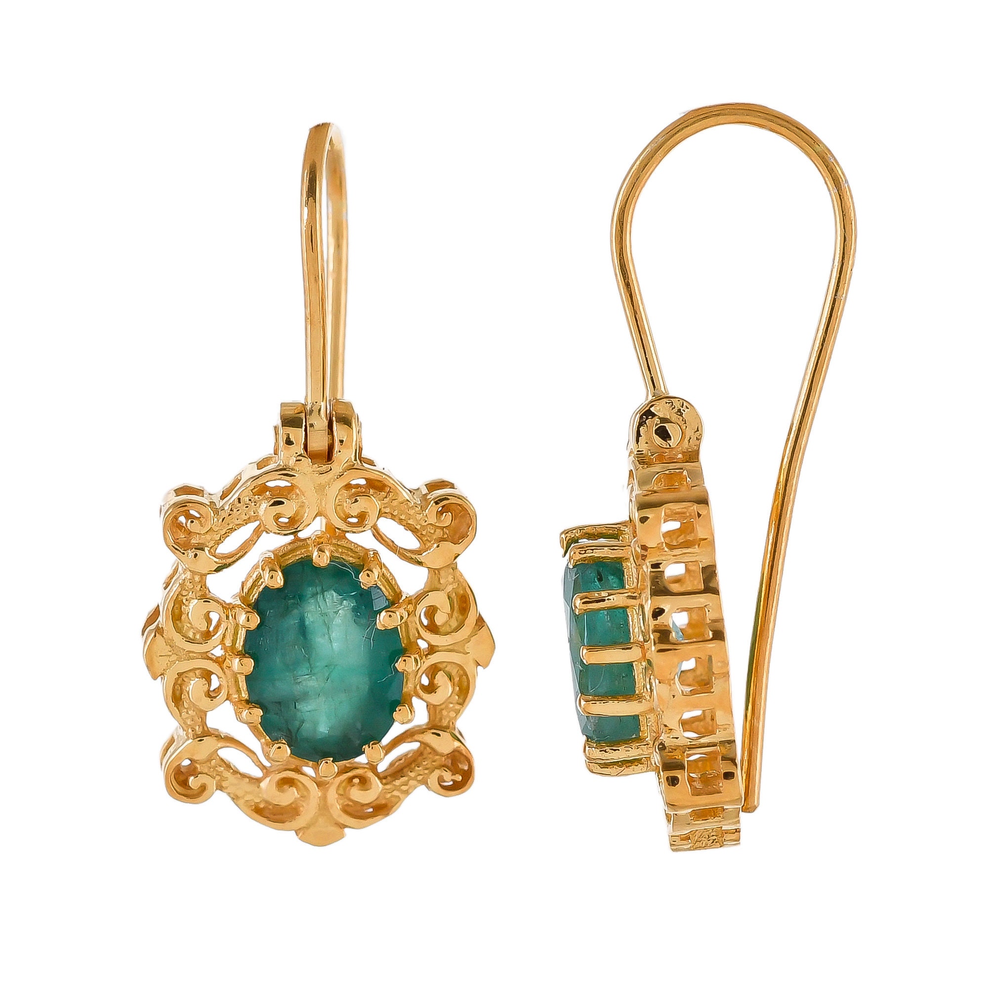Emerald Vermeil 14K Gold Over Sterling Silver Earring - Etsy