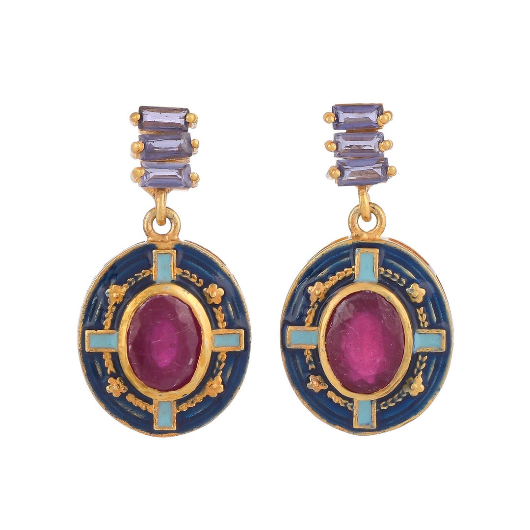 Buy Ruby & Iolite 14K Gold Vermeil Over Sterling Silver Enameled ...