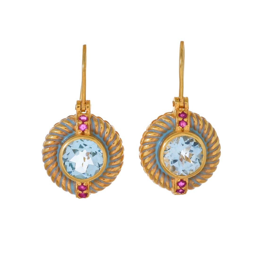 Buy Blue Topaz & Ruby Vermeil 14K Gold Over Sterling Silver Enamelled ...