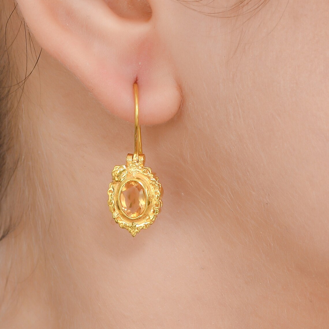 Citrine Vermeil 14K Gold Over Sterling Silver Earring | Etsy
