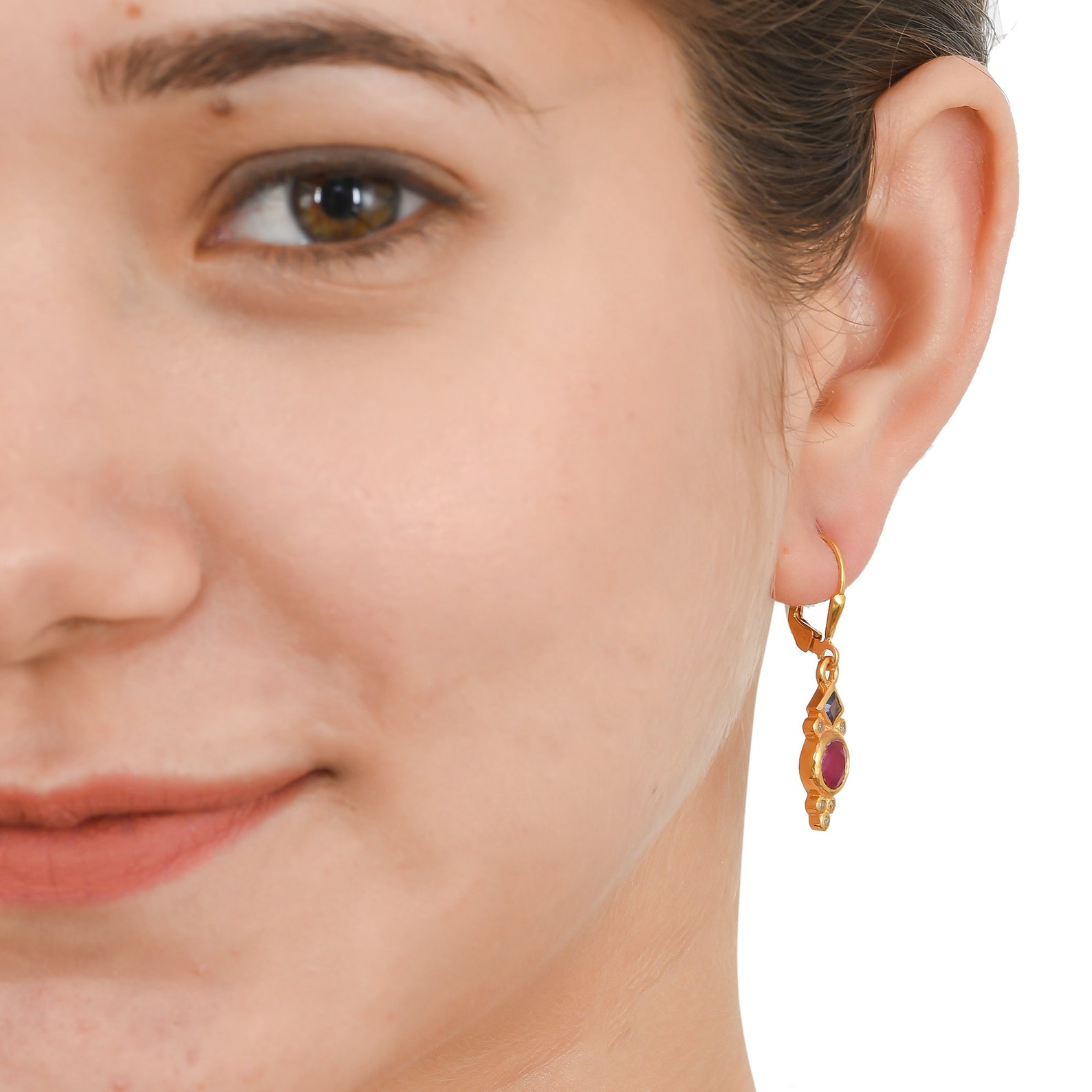 Diamond Ruby & Iolite 14K Gold Vermeil Over Sterling Silver | Etsy