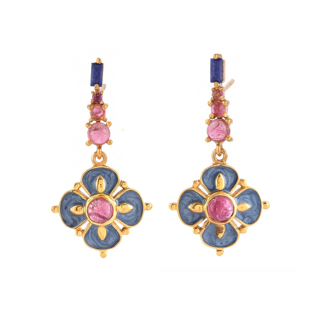 Buy Pink Tourmaline & Lapis Lazuli Vermeil 14K Gold Vermeil Over ...