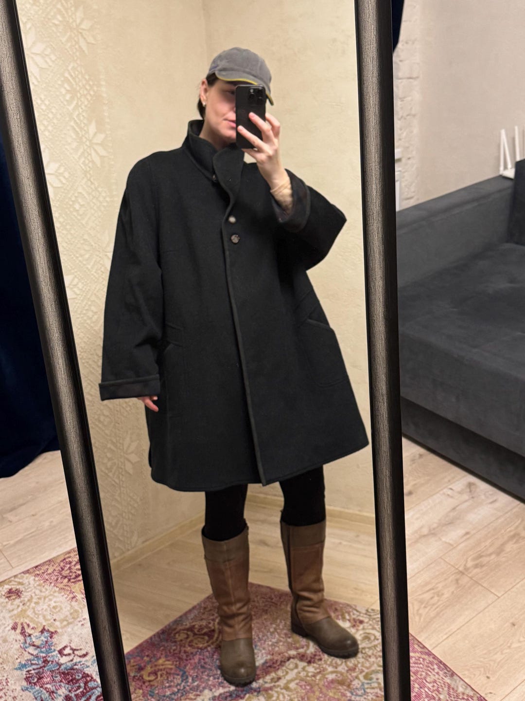 Plus Size Wool Blend Coat (EU 50 / UK 24) Dark Green/black, Baronia ...
