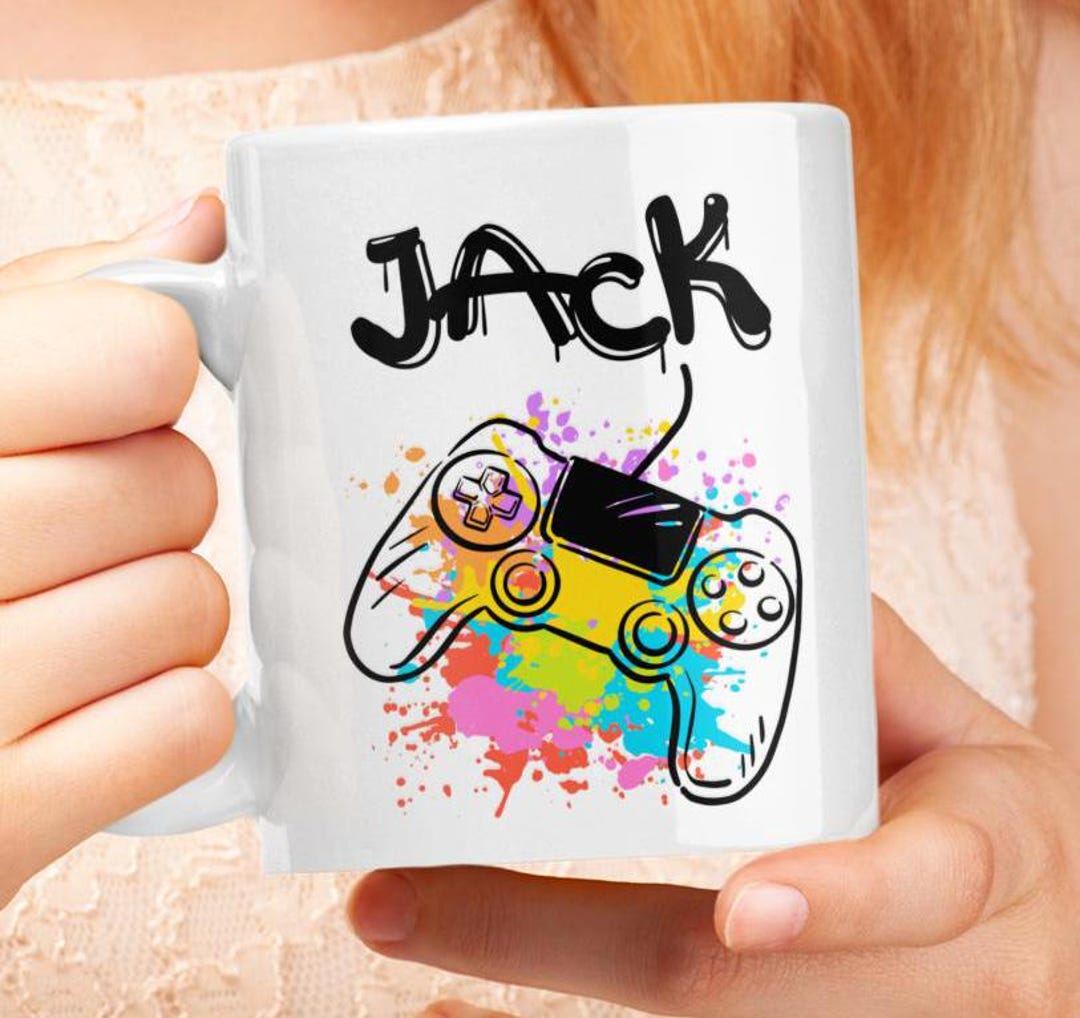 Personalised Gamer Mug, Gamer Mug and Coaster, Gaming Graffiti Mug ...