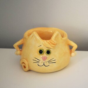 Handmade Ceramic Cat Pot Funny Cat Plant Pot Multi-purpose | Etsy