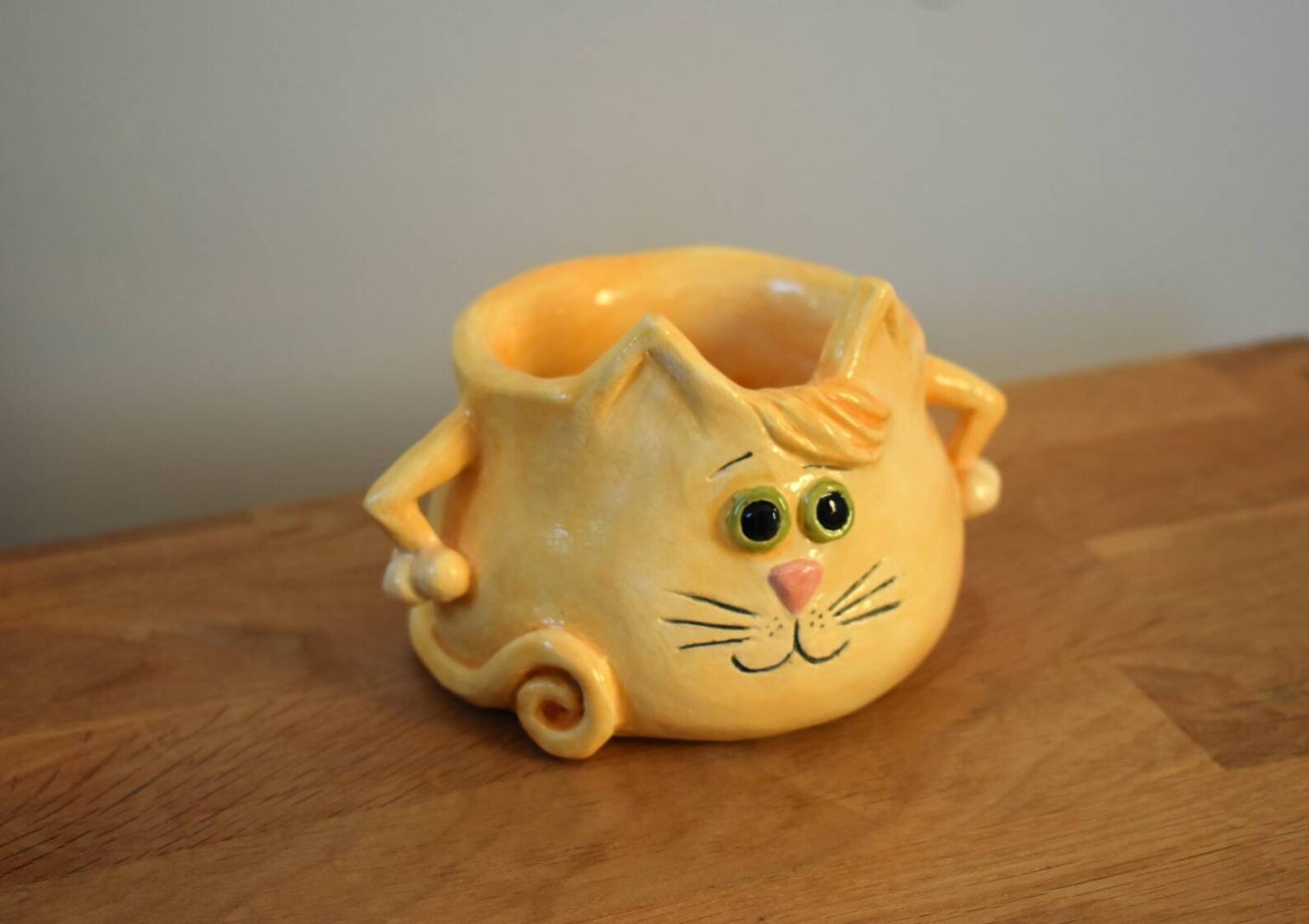 Handmade Ceramic Cat Pot, Funny Cat Plant Pot, Multi-purpose Unique ...