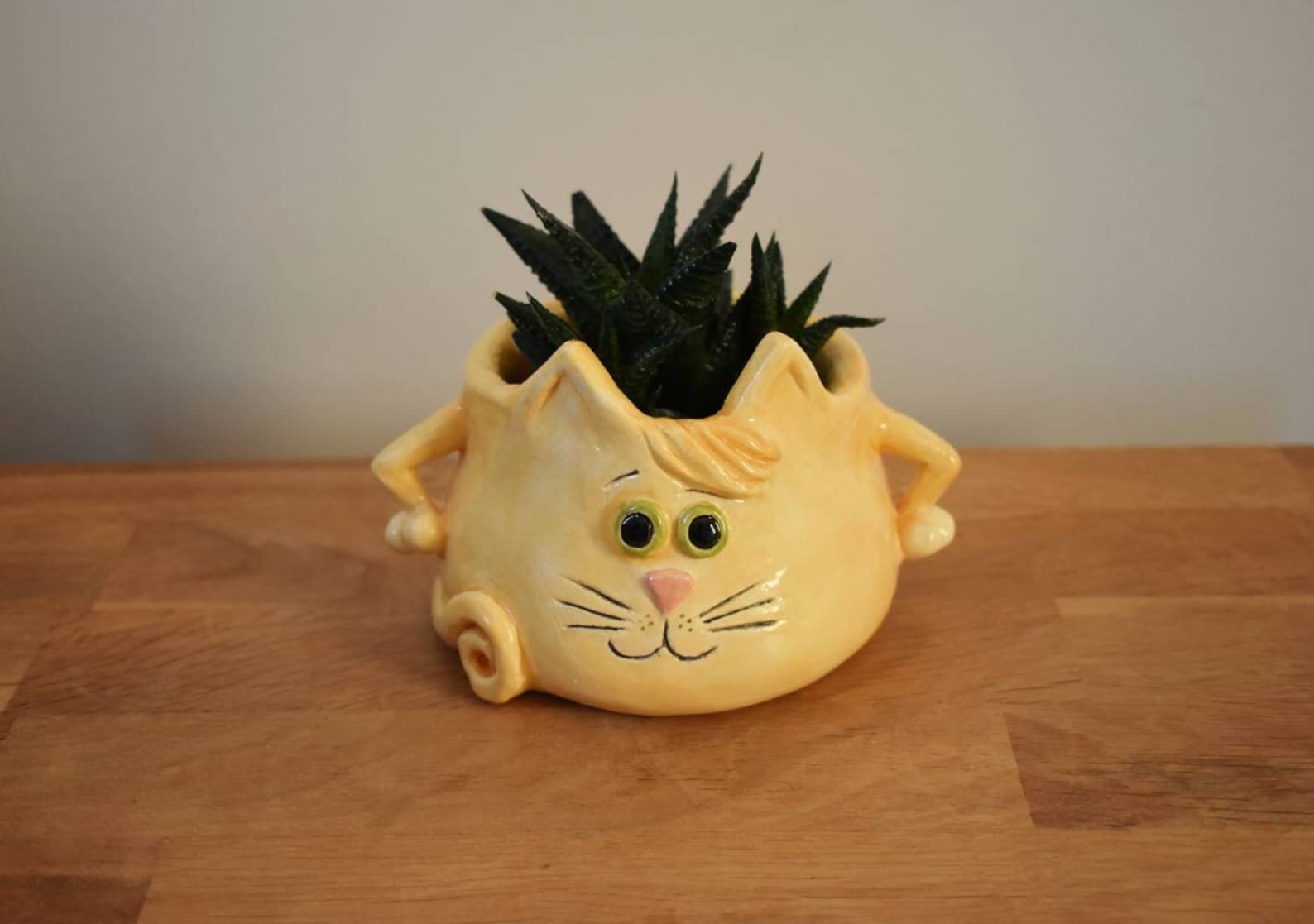 Handmade Ceramic Cat Pot Funny Cat Plant Pot Multi-purpose | Etsy