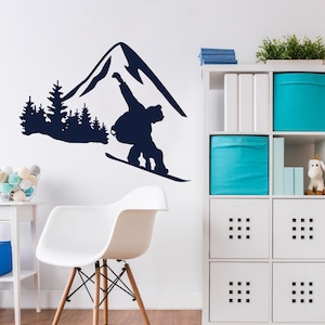 Snowboarder Wall Decal Kids, Snowboard Vinyl Sticker, Snowboarder Gift ...