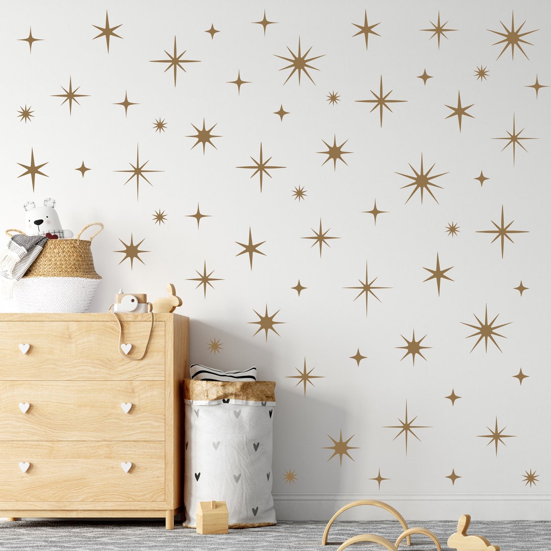 Gold Sparkle Star Wall Decals: Kids Room Decor LW91 - Etsy