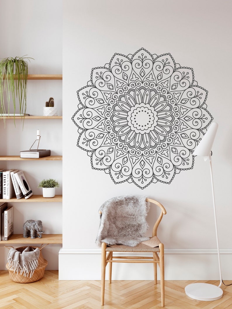 Mandala Wall Art Decal Mandala in Half Wall Sticker Mandala - Etsy