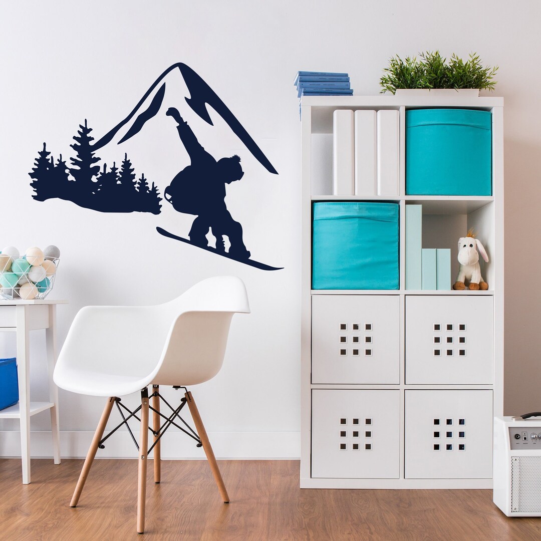 Snowboarder Wall Decal Kids, Snowboard Vinyl Sticker, Snowboarder Gift ...