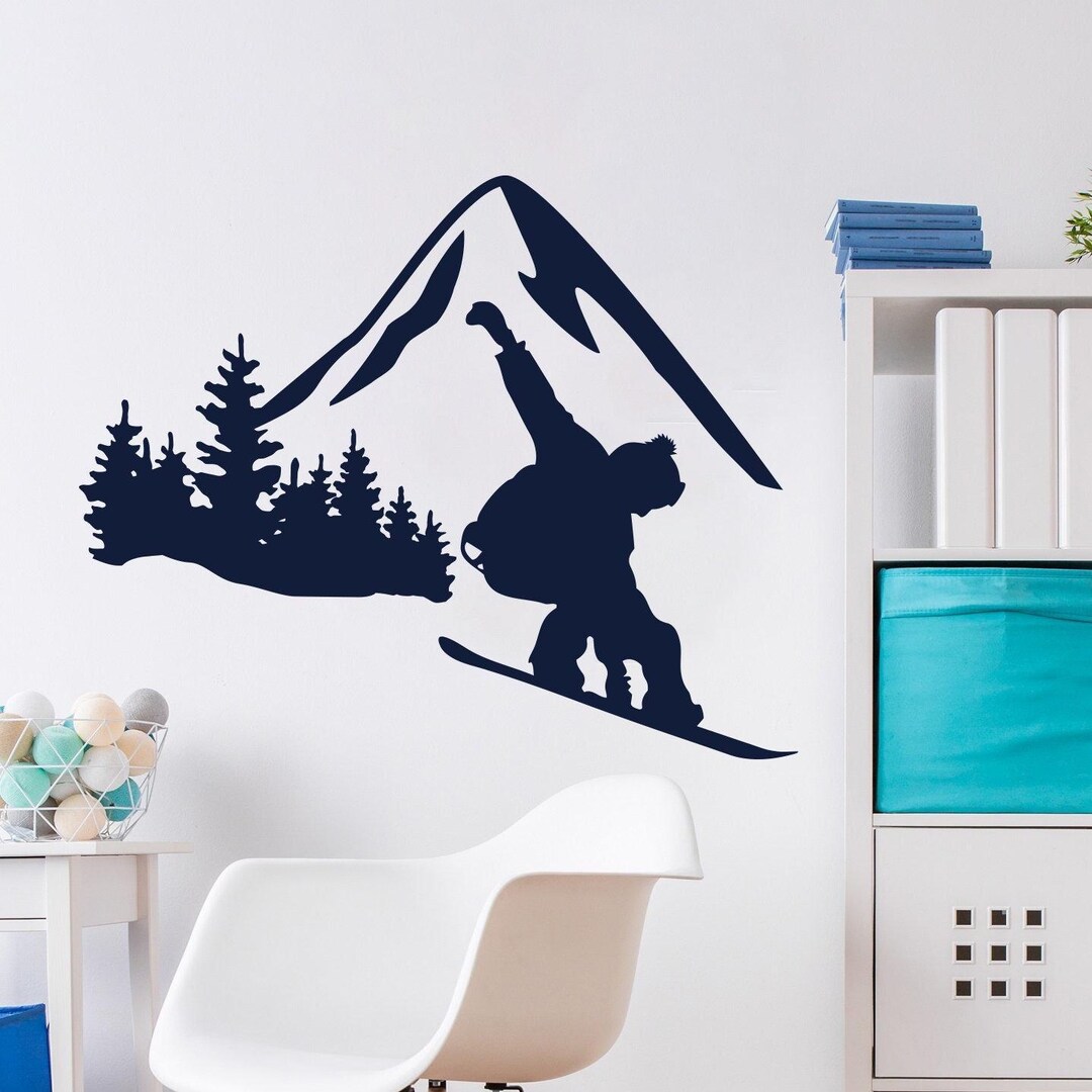 Snowboarder Wall Decal Kids, Snowboard Vinyl Sticker, Snowboarder Gift ...