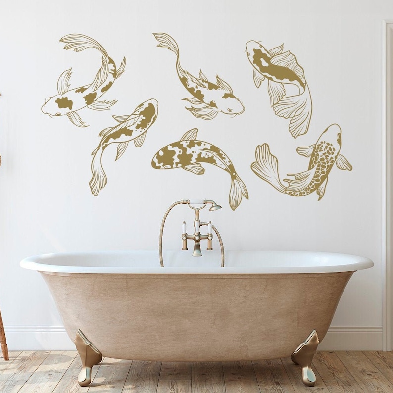 Koi Fish Wall Decal Set of 6 – Japanese Home Decor, Vinyl Art LW208 - Etsy