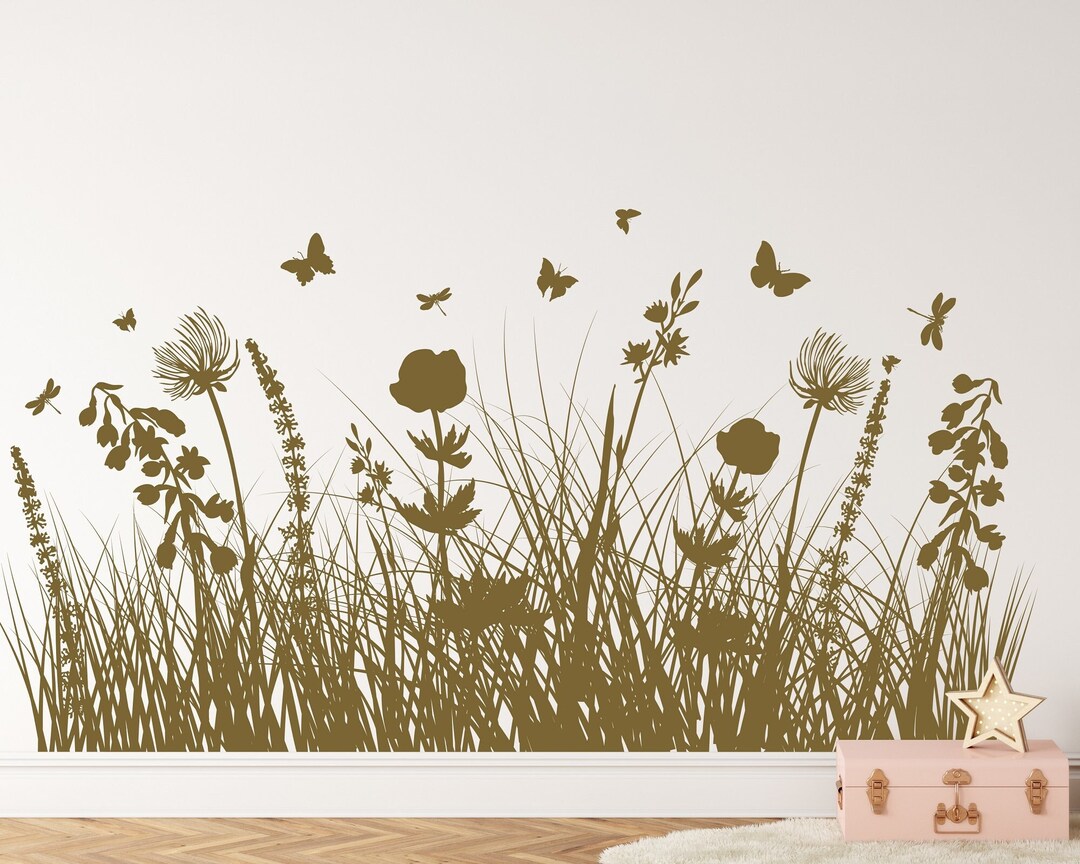 Wildflowers Garden Wall Decal, Floral Decor, Flowers Wall Art, Wild ...