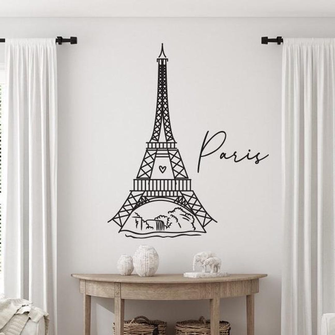 Eiffel Tower Vinyl Wall Decal: Paris Home Decor, Hand-drawn Art LW311 ...