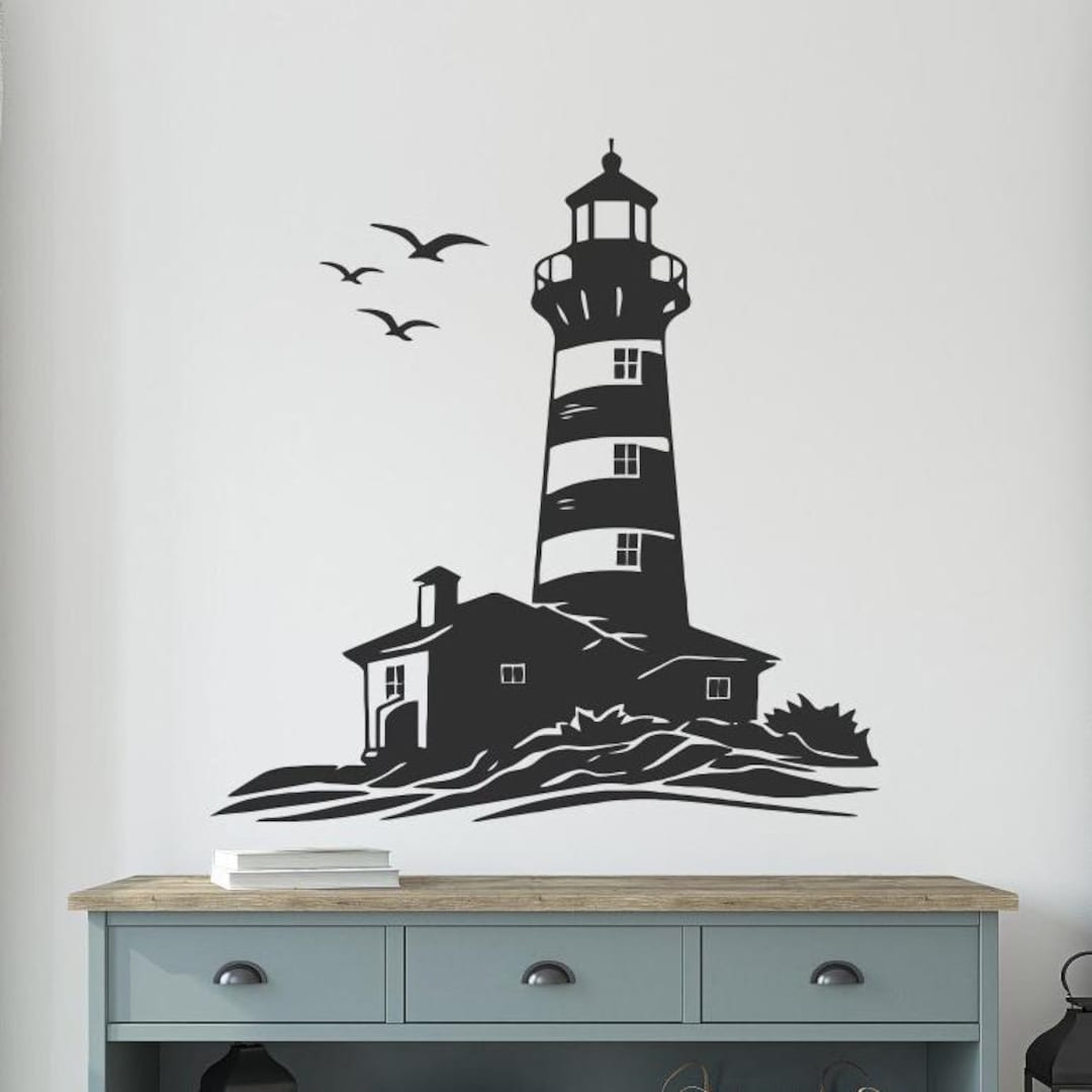 Lighthouse Wall Decal, Nautical Wall Decal, Lighthouse Removable Vinyl ...