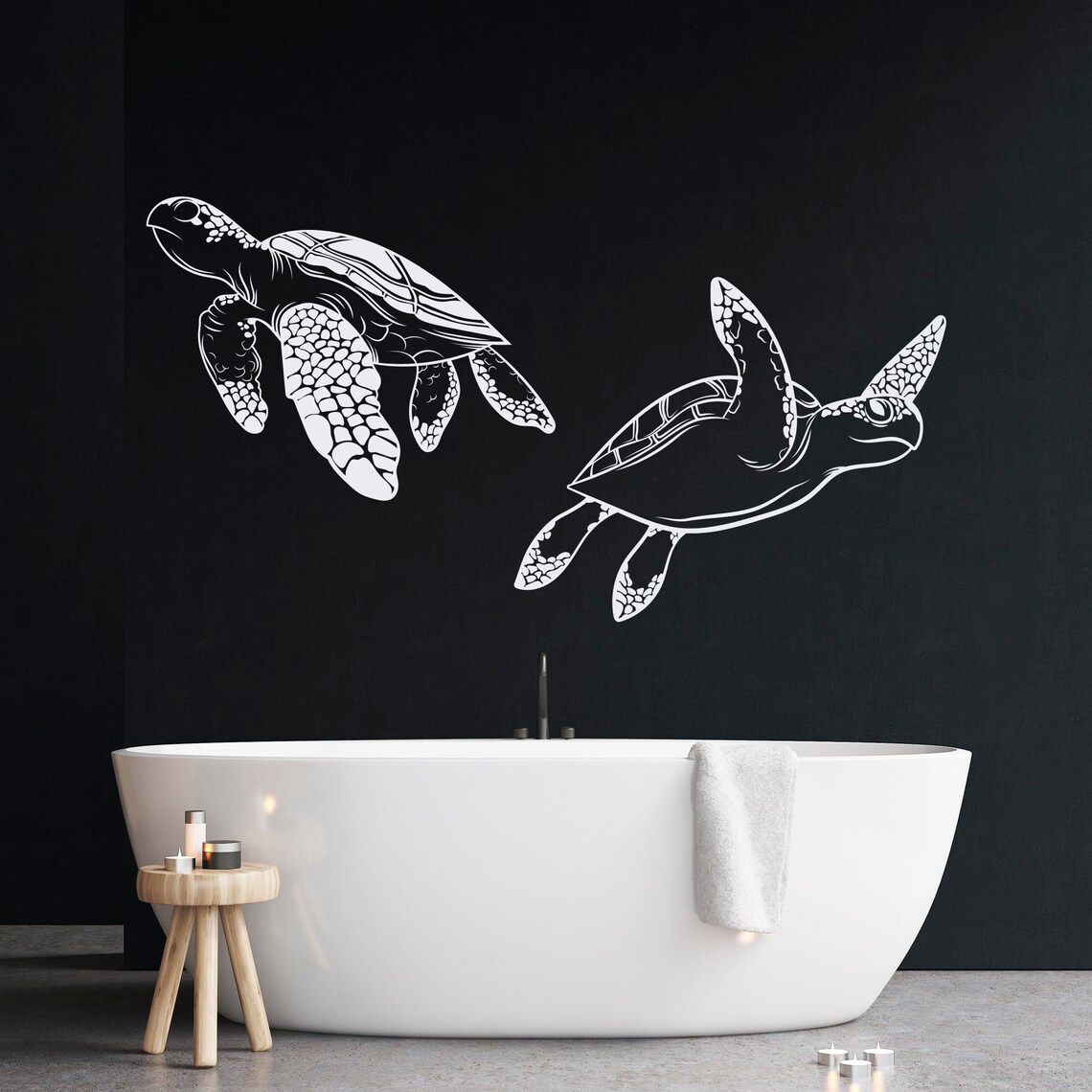 Sea Turtle Wall Decal Set of 2 Turtles Wall Sticker Under - Etsy