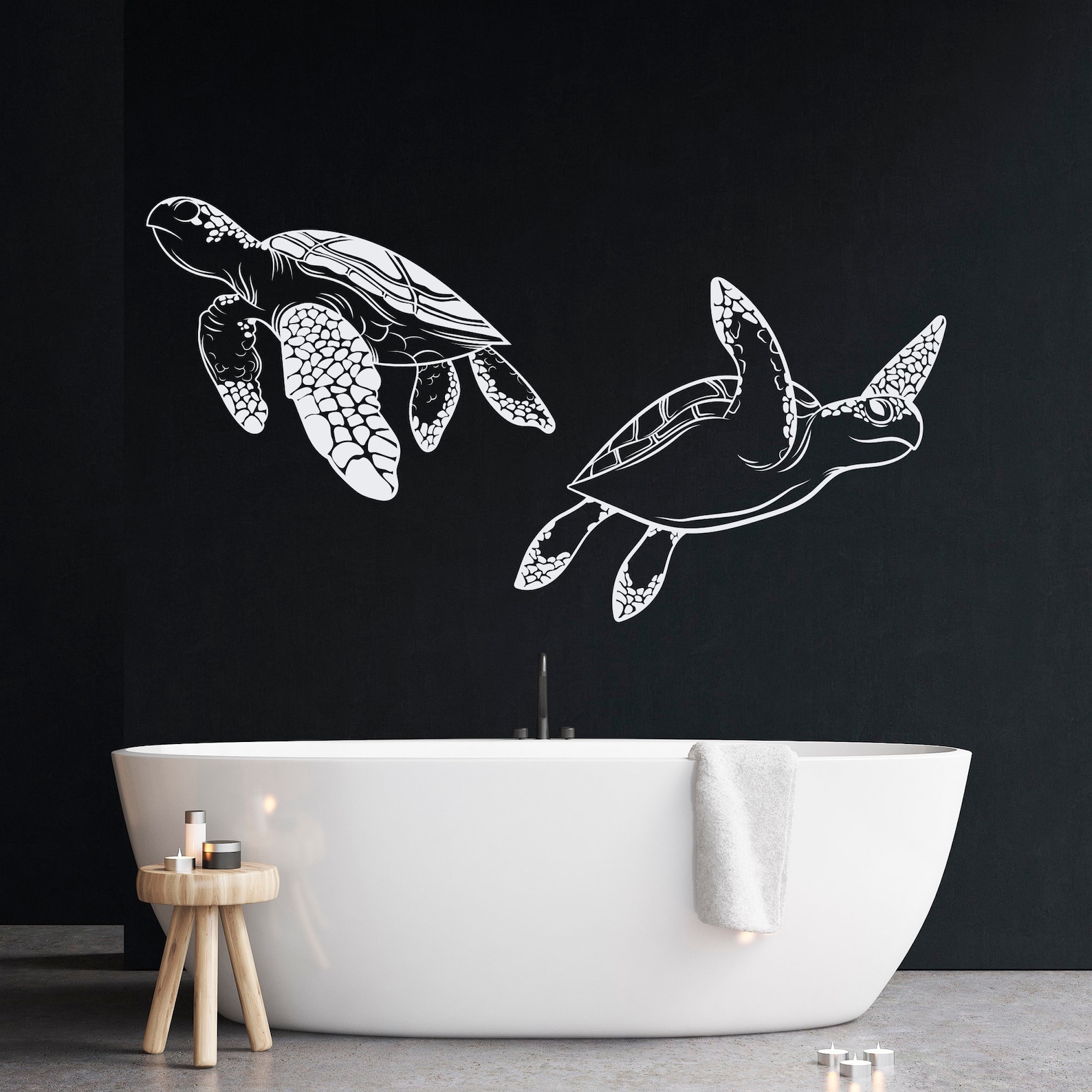 Sea Turtle Wall Decal Set of 2 Turtles Wall Sticker Under - Etsy