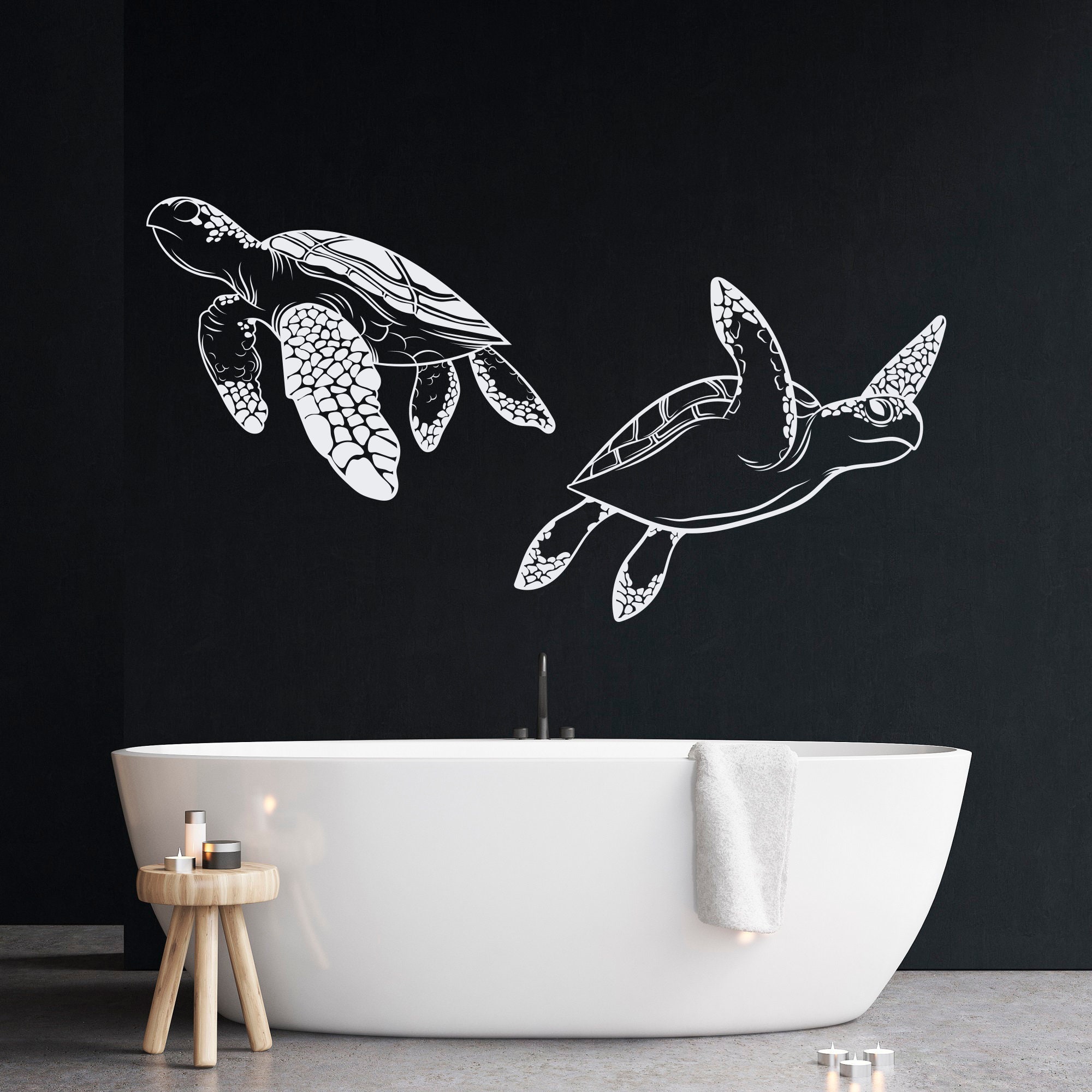 Sea Turtle Wall Decal Set of 2 Turtles Wall Sticker Under - Etsy
