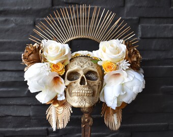 Dia De Muertos Crown, Bridal Crown,halo Crown, Day of the Dead Crown ...