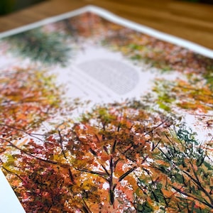 Autumn Looking up Ketubah - Forest Canopy Circular Text Ketubah ...