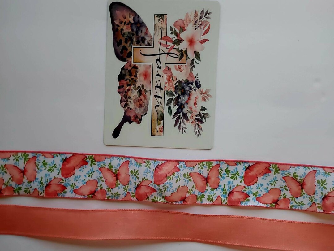Christian Faith Butterfly Wreath Sign and 10yrds of Ribbon, Christian ...