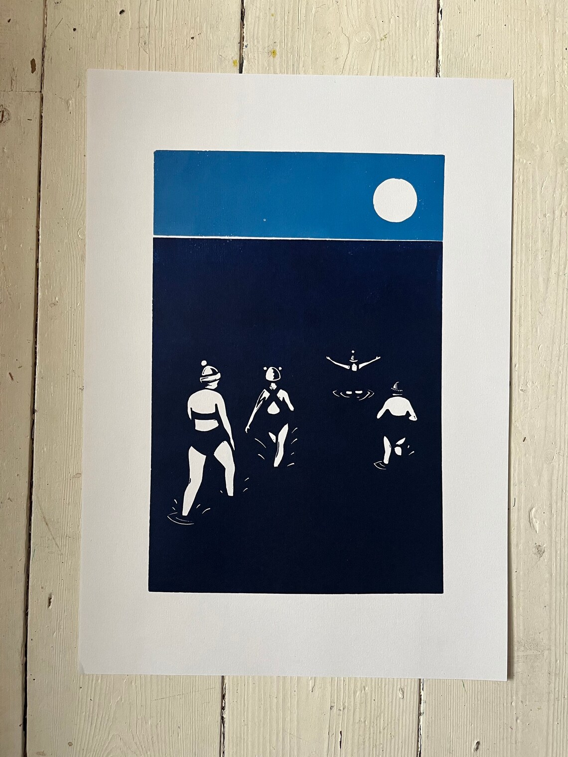 The Original Wild Women Linocut. Hand Printed A3 Winter Sea - Etsy UK