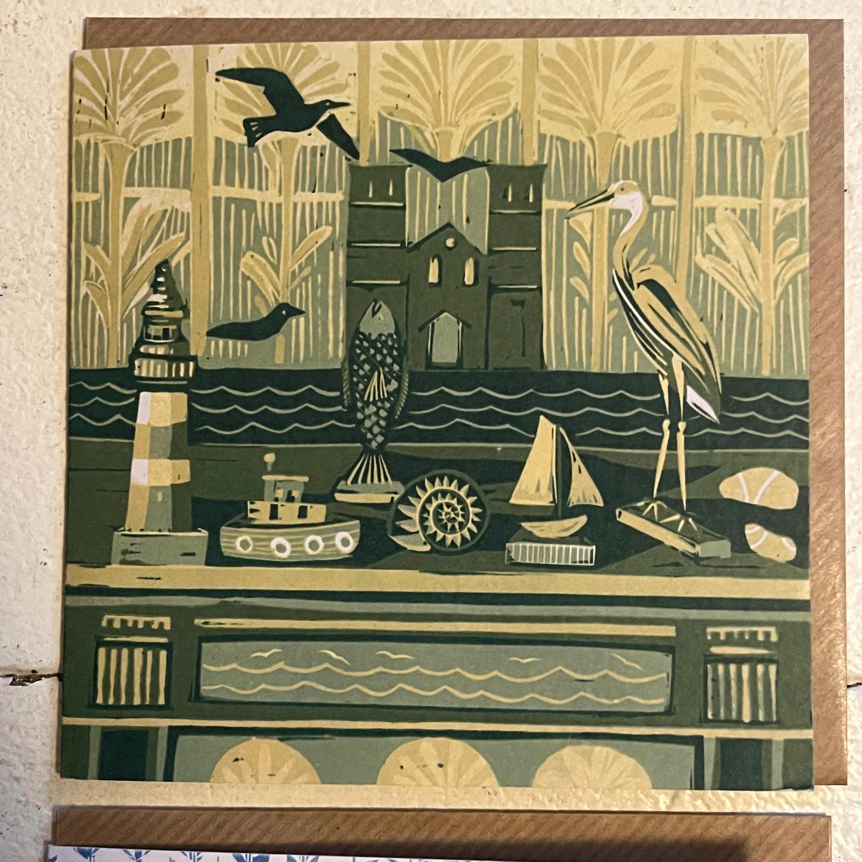 4 Pack of Coastal Cards. Taken From Original Linocuts by Cath Deeson ...