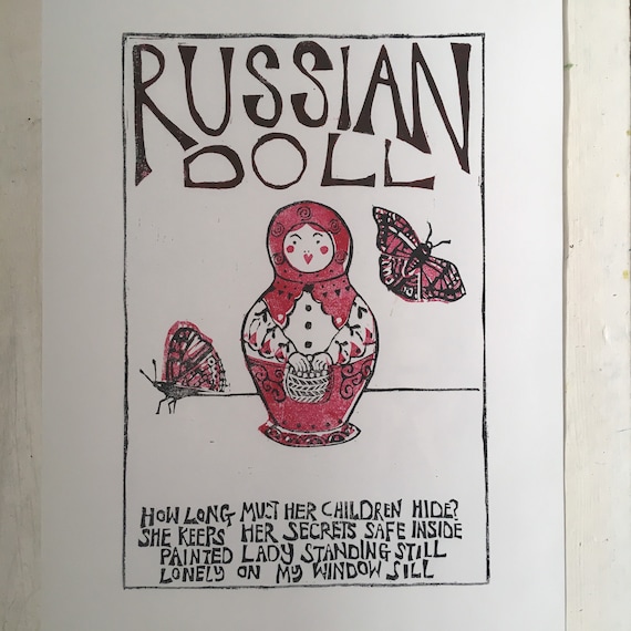 Russian Doll Linocut Original Poem and Matryoshka Print by | Etsy